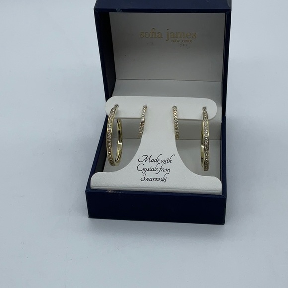 Jewelry | Sofia James New York Gold Tone With Swarovski Crystal Hoop ...